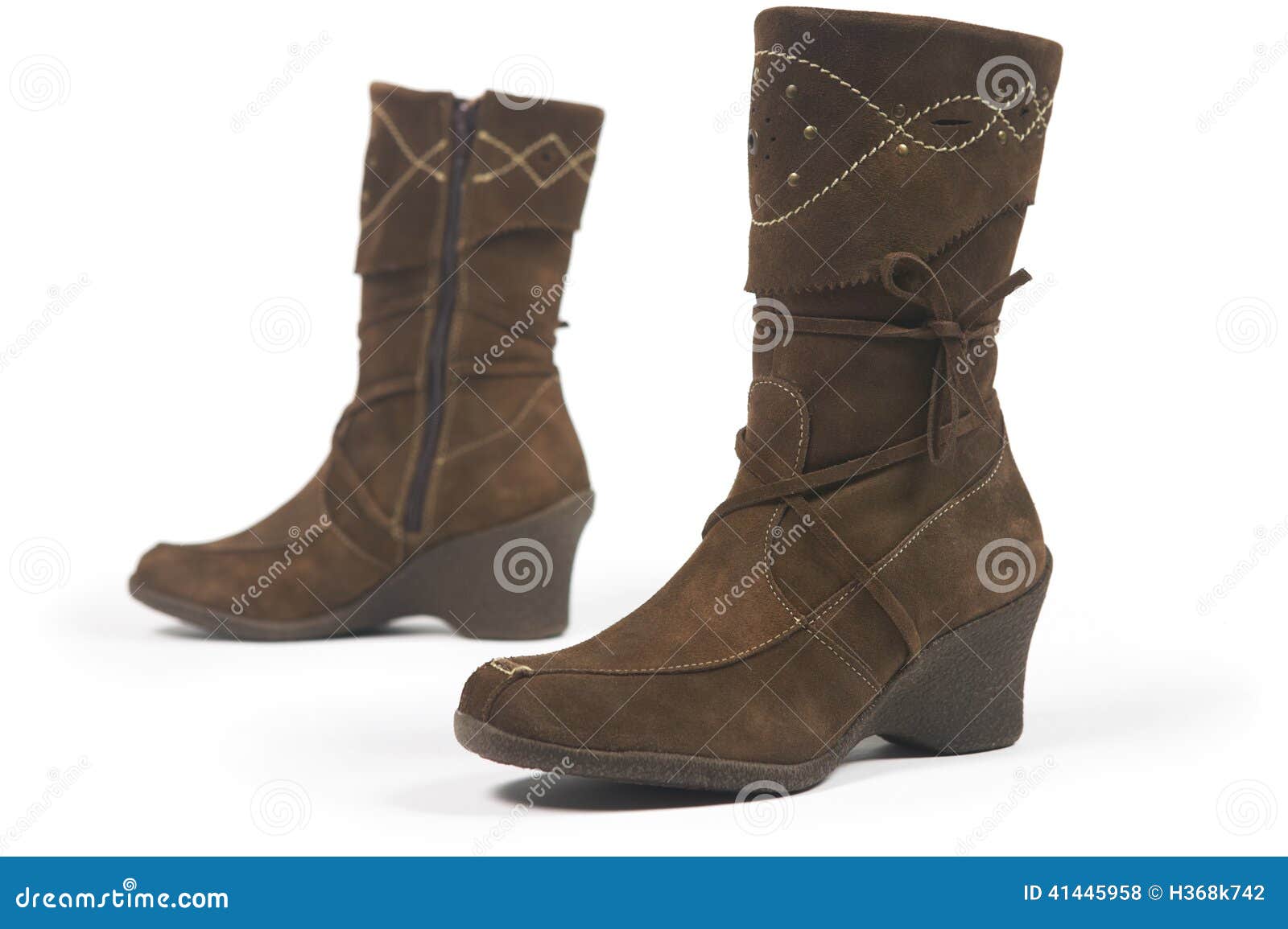 Female Leather Boots Isolated on White Stock Photo - Image of elegance ...