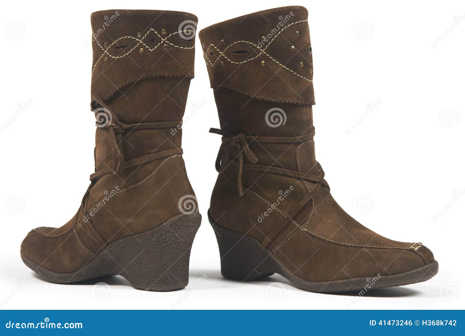 Female Leather Boots Isolated on White Stock Photo - Image of pair ...