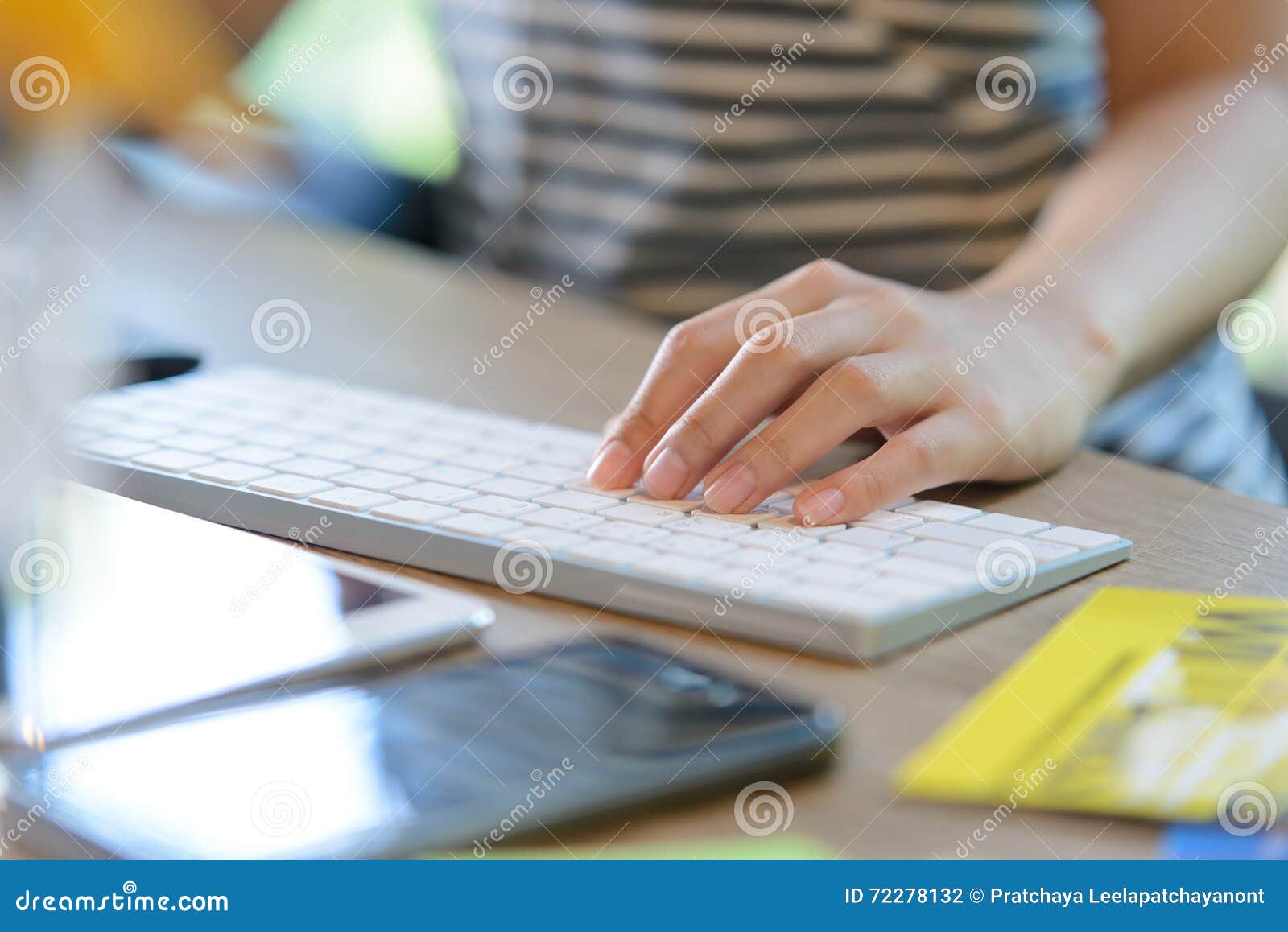 Female Left-hand Typing on Keyboard Stock Photo - Image of office ...