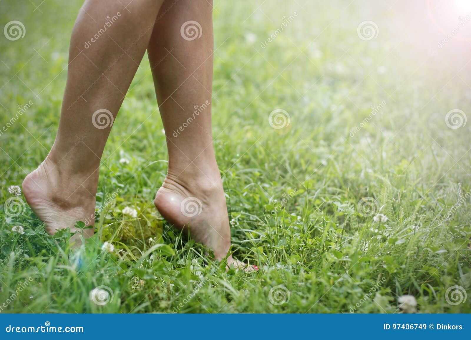 Female legs on green grass stock image. Image of feet - 97406749