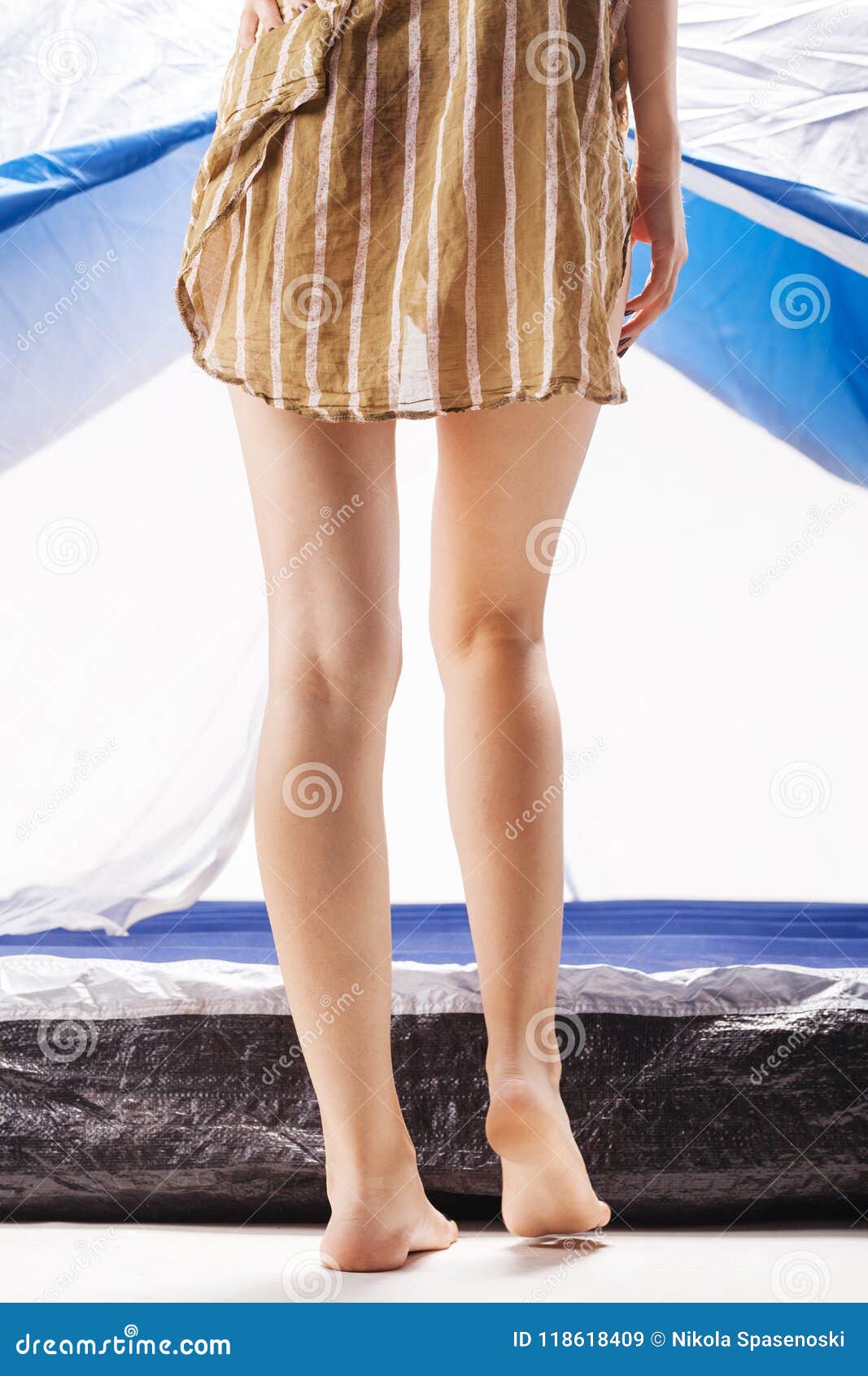 Female legs outside a tent stock image. Image of tent - 118618409