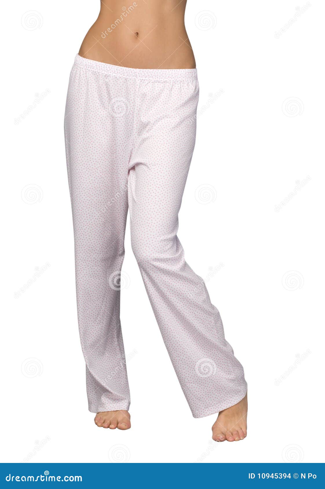 Female Legs in Pajama Pants Isolated on White Stock Photo - Image of ...
