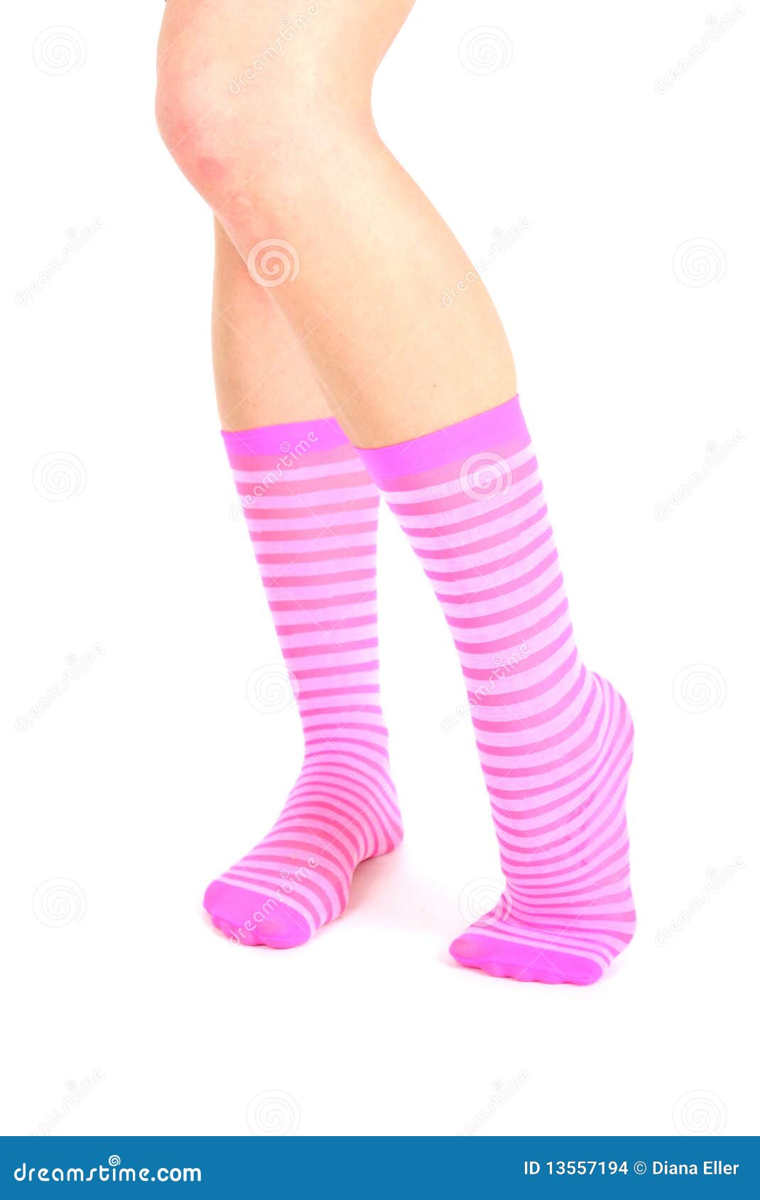 Female Legs in Pink Striped Socks Stock Photo - Image of studio ...