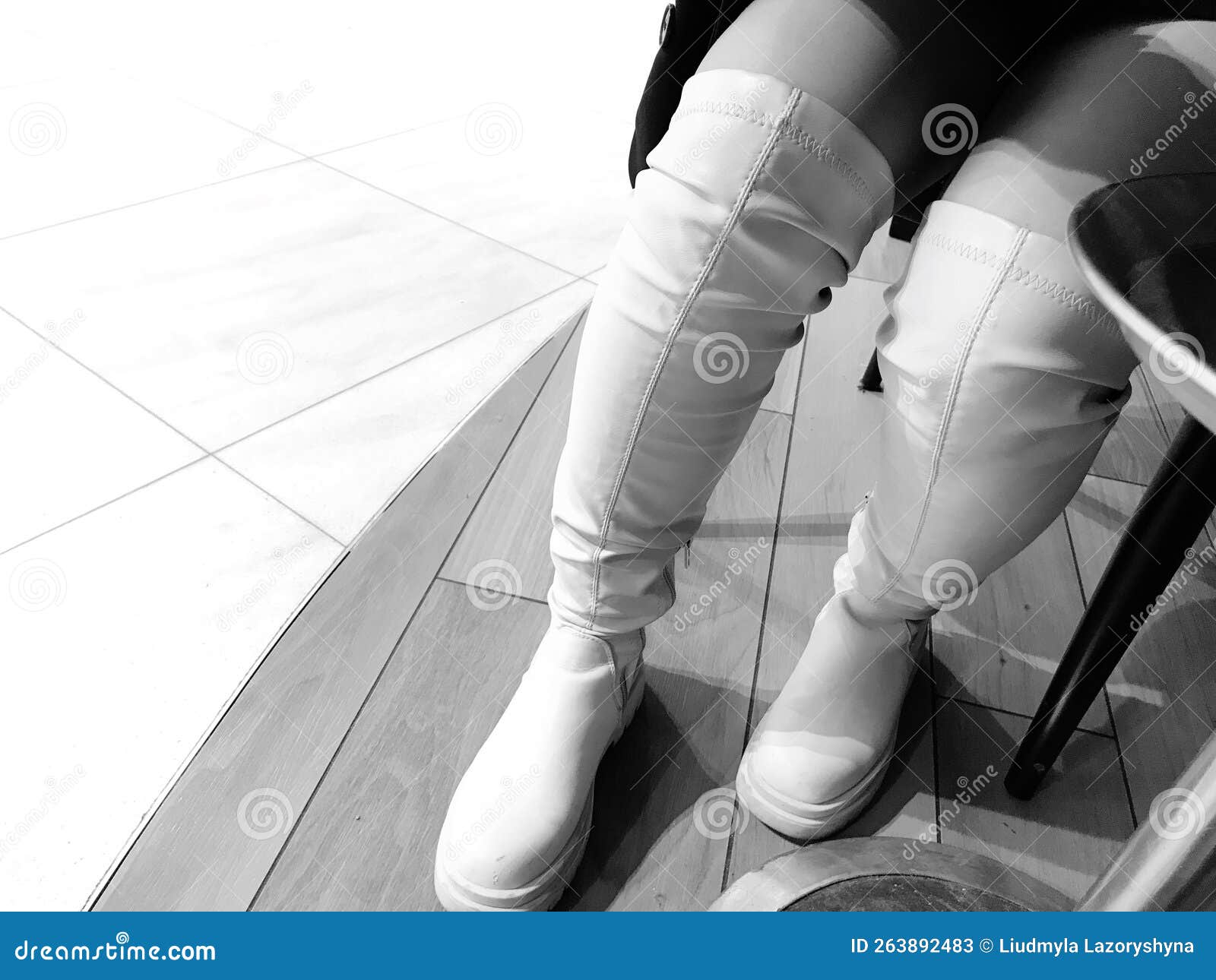 Female Legs Shod in Light Long Boots Stock Image - Image of long, light ...
