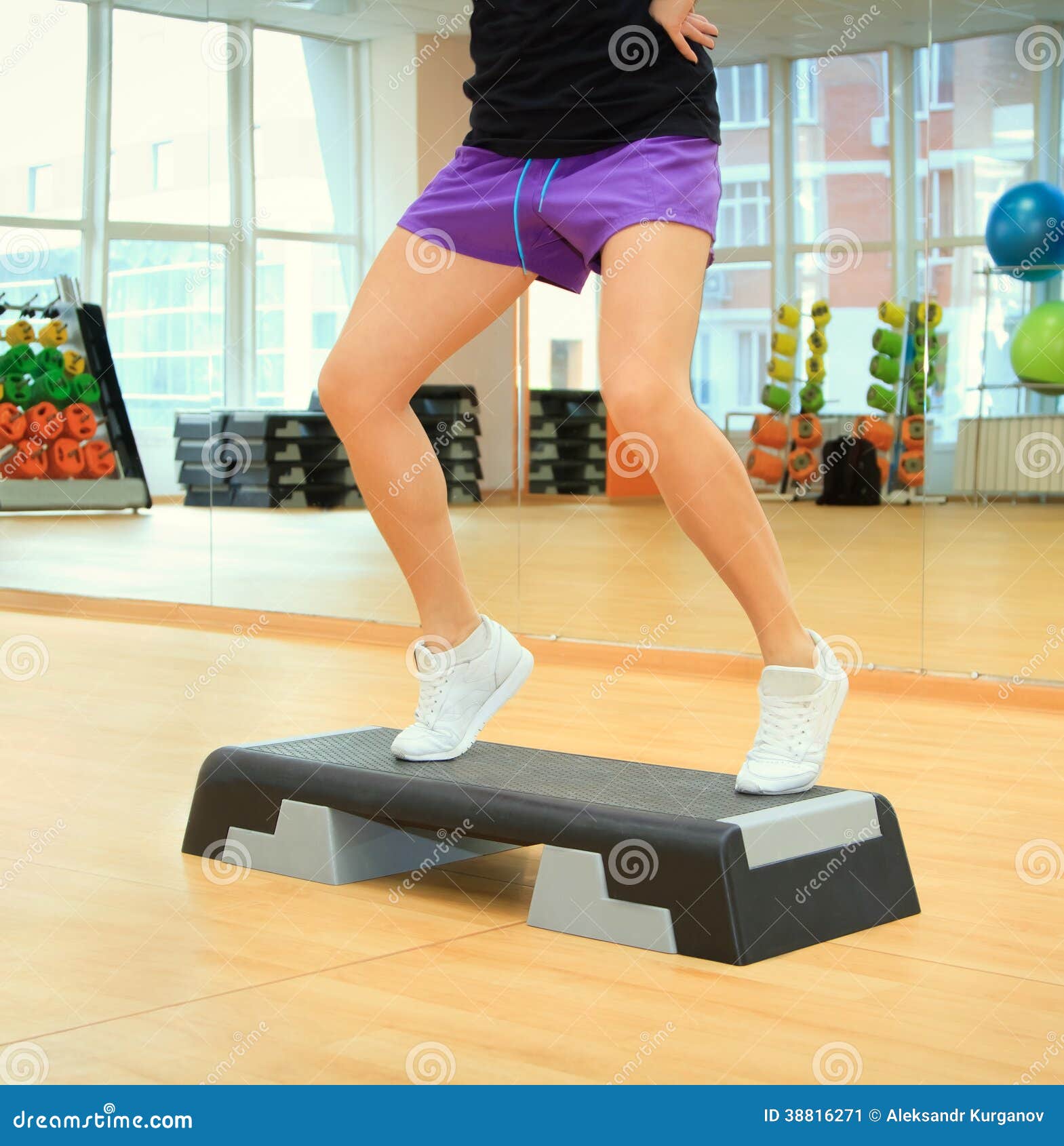 Female Legs on the Step Board during Exercise Stock Image - Image of ...