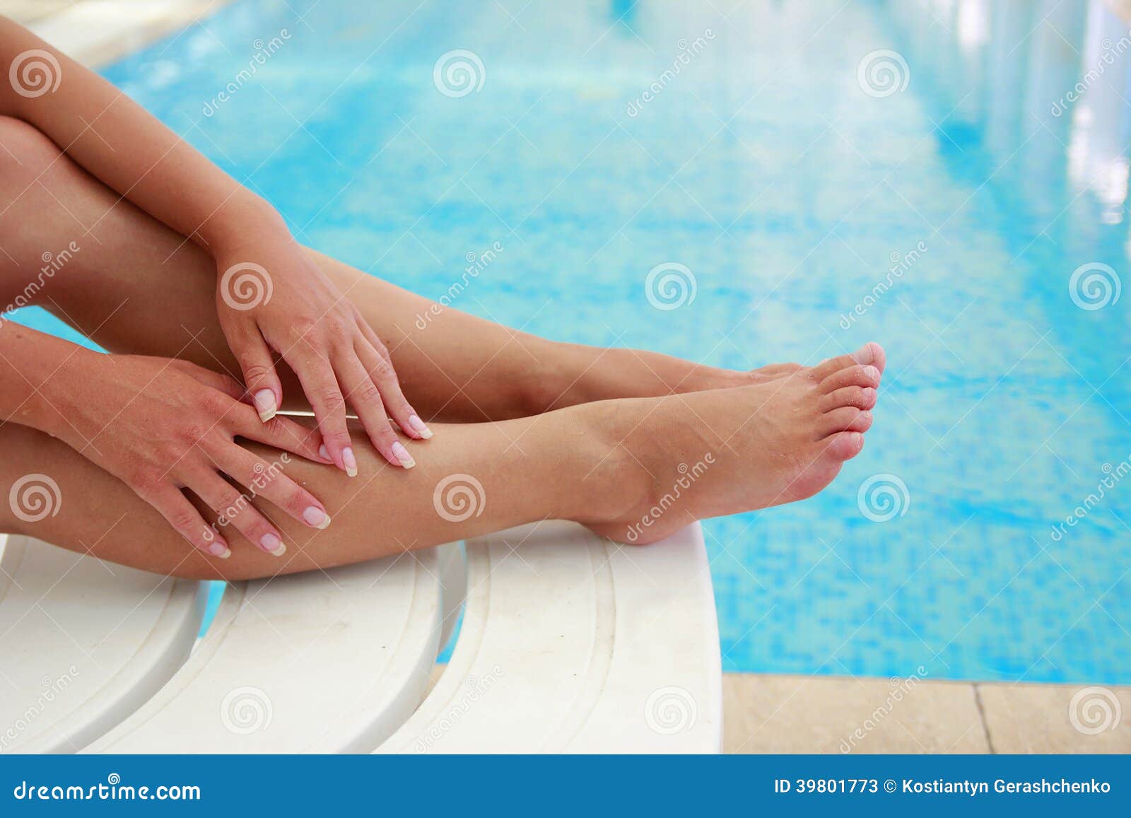 Female Legs in the Water Pool Stock Image - Image of people, fashion ...