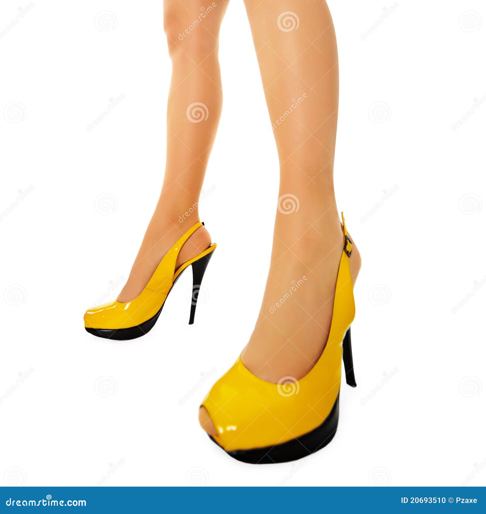 Female Legs in Yellow High Heels Stock Photo - Image of footwear ...
