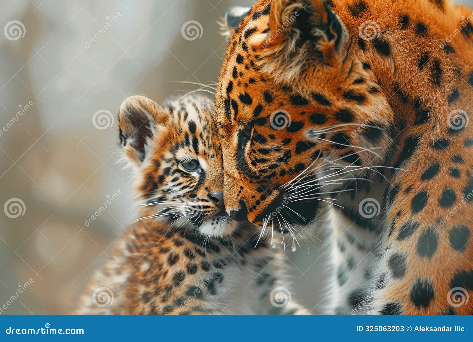 Female Leopard with Her Cub Cuddling. Ai Generative Stock Image - Image ...