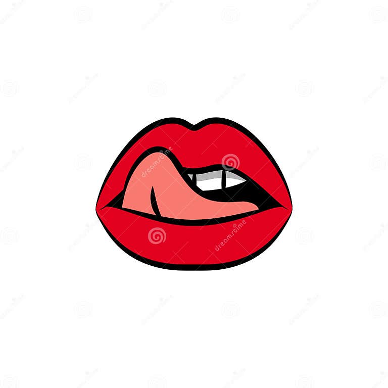 Female Licking Lips Mouth With Tongue Stock Vector Illustration Of