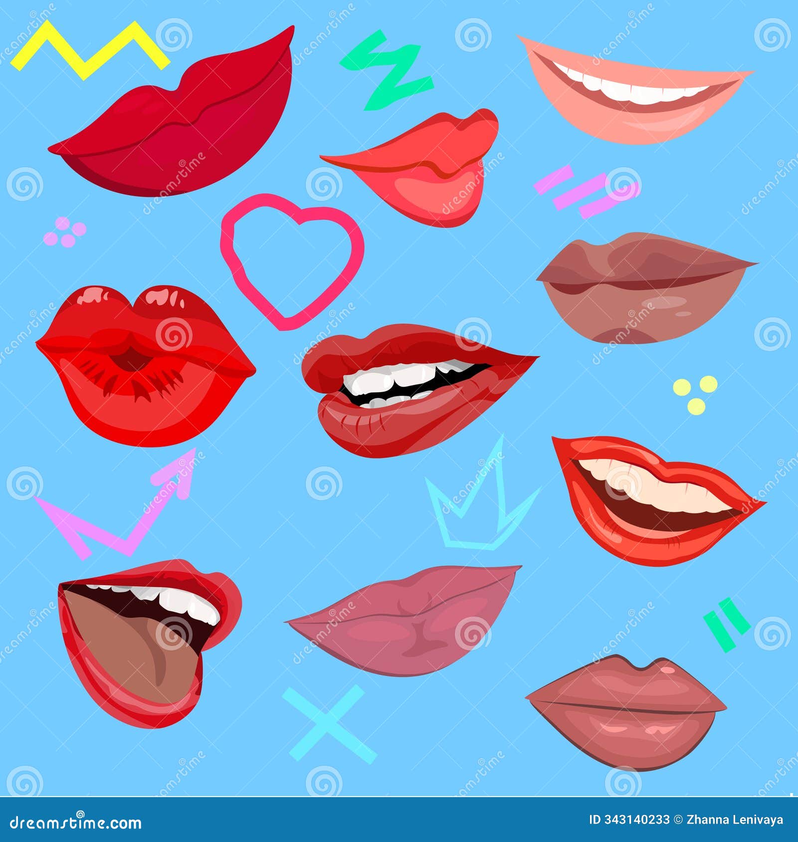 Female Lips on a Blue Background Vector Image Stock Vector ...