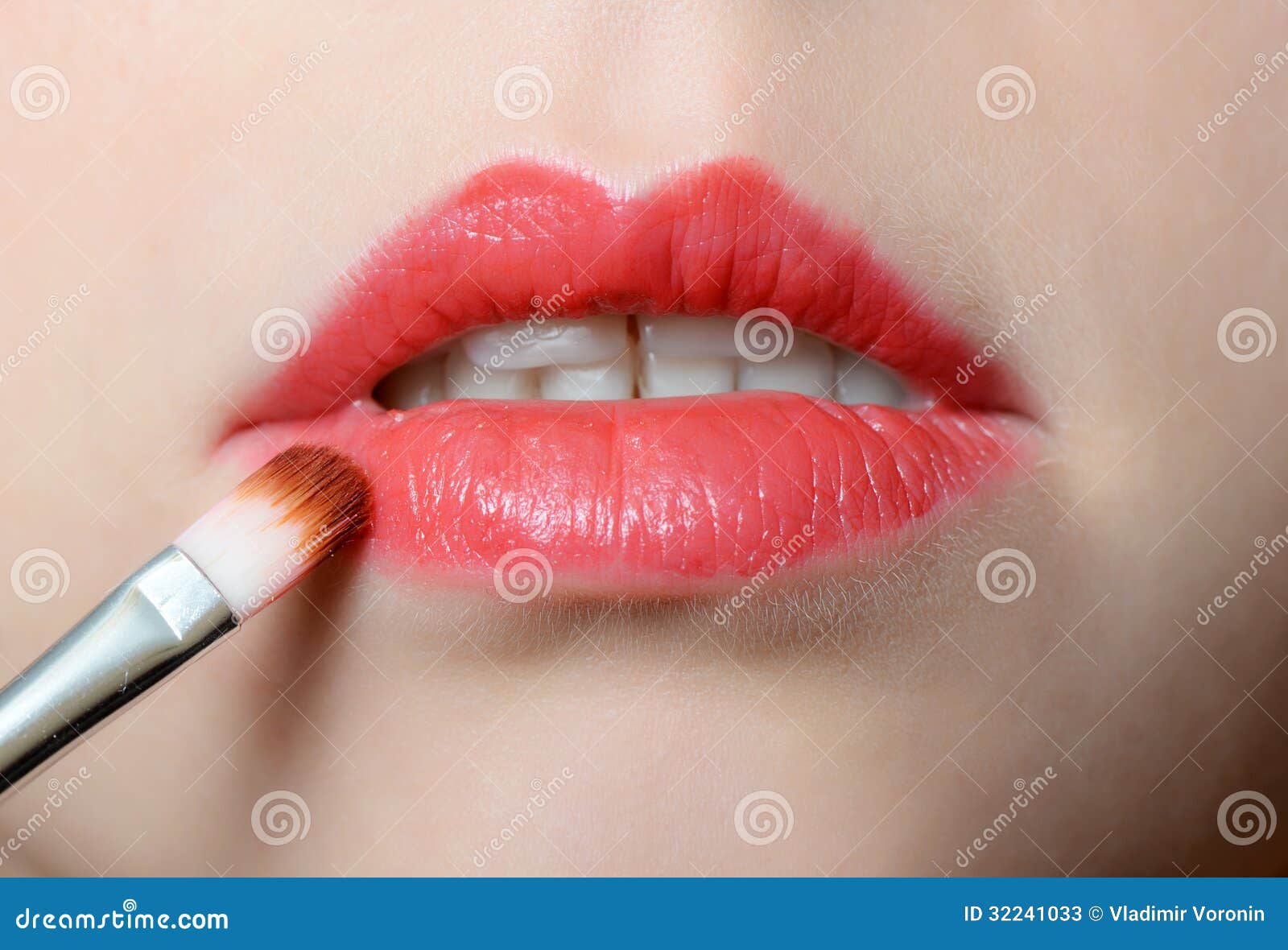 Female Lips Close Up with Lipstick Stock Image - Image of temptation ...