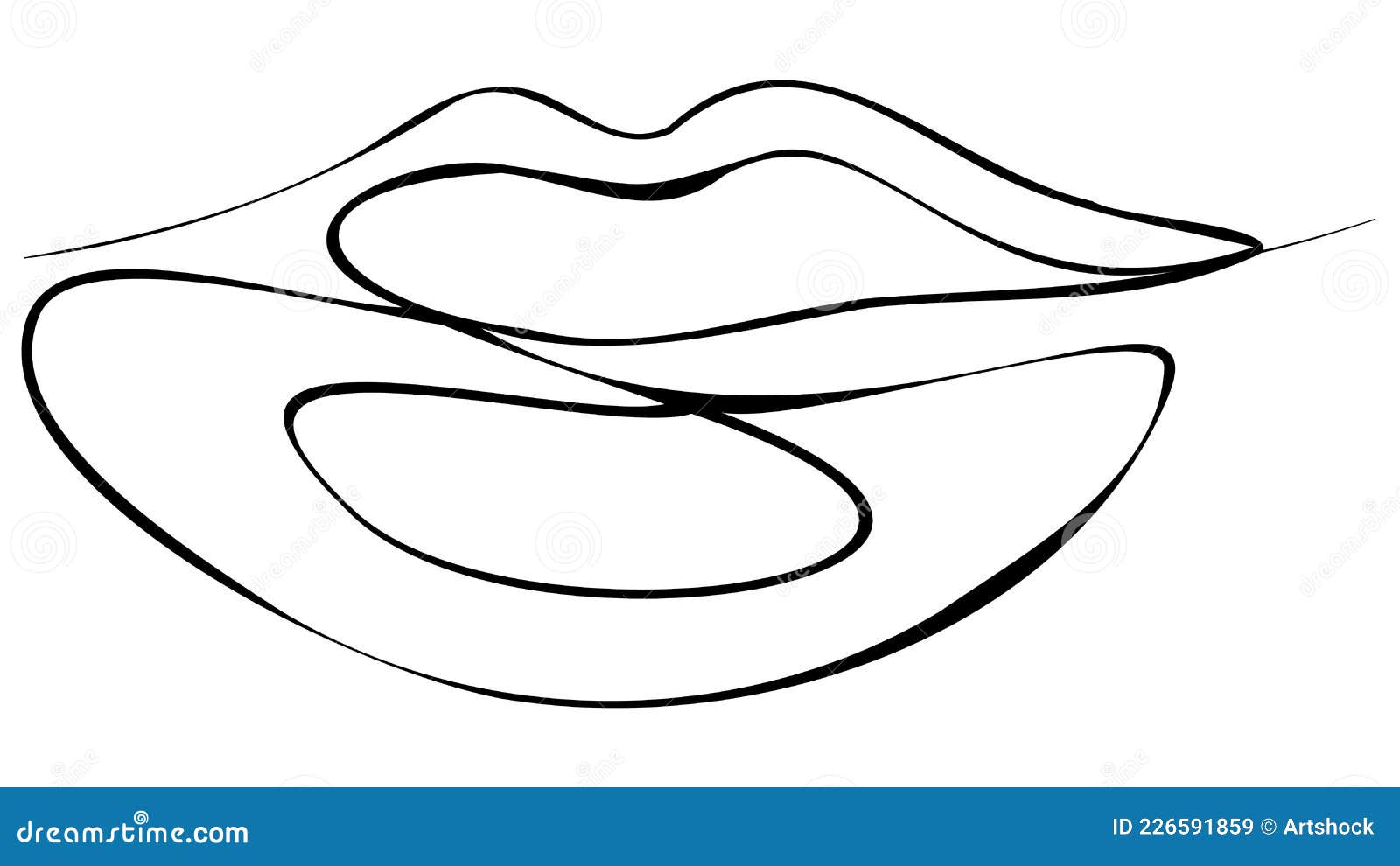 Female lips line art stock vector. Illustration of graphic - 226591859