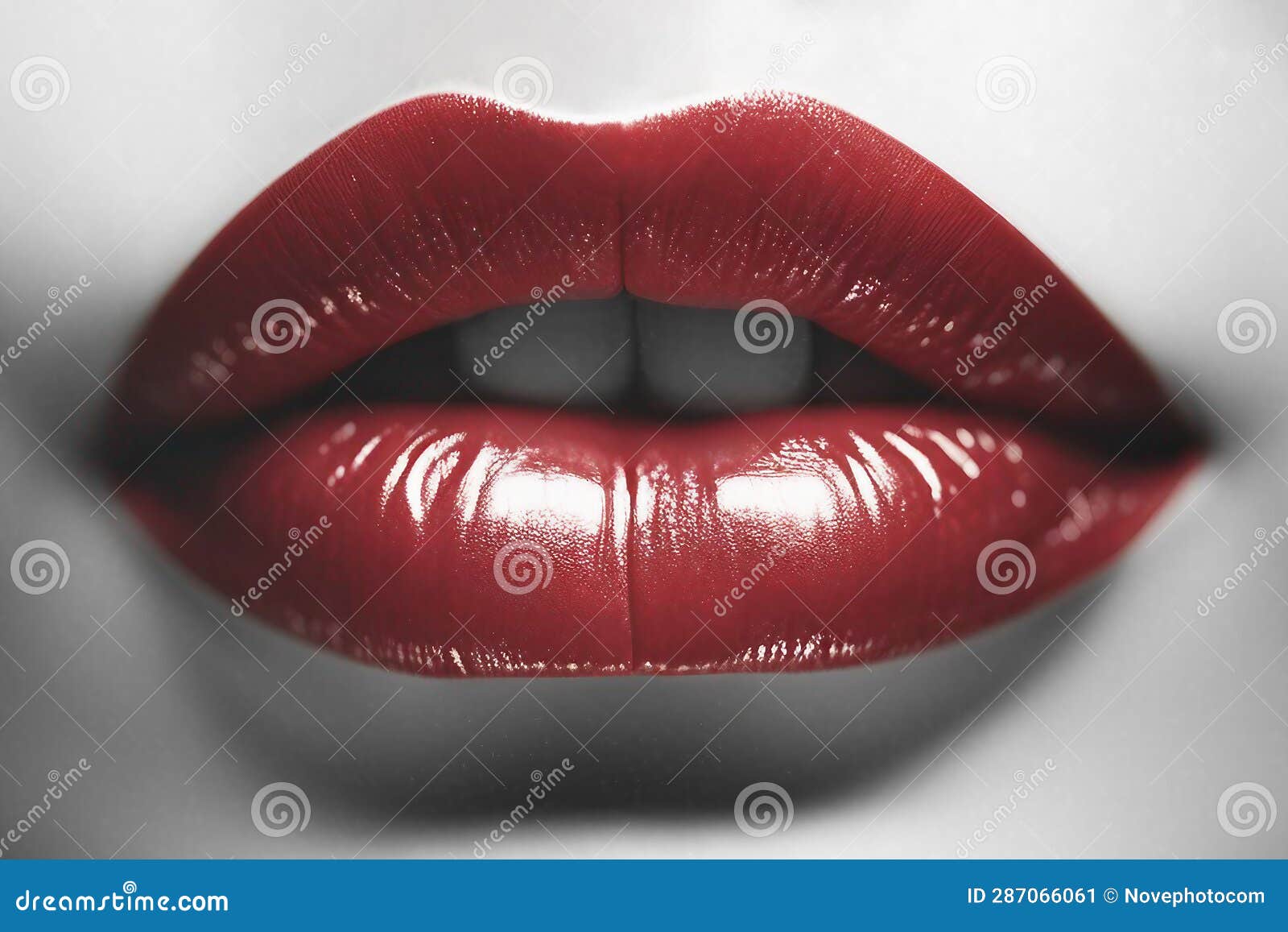 Female Lips. Lipstick on Lips. Close-up of Gloss on the Lips. AI ...