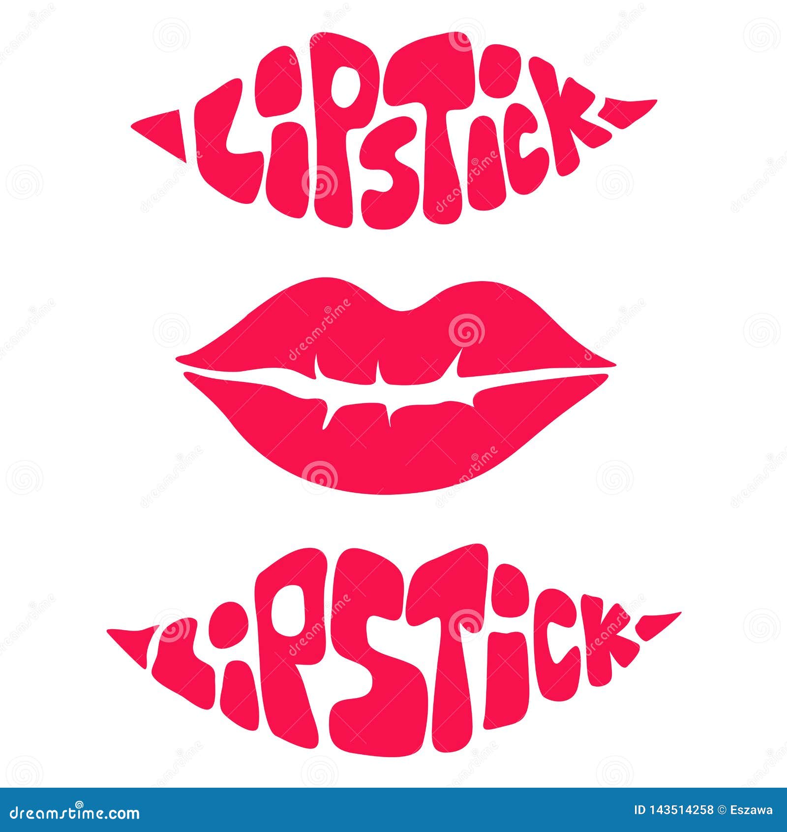 Female Lips with Red Lipstick Vector Set. Stock Vector - Illustration ...