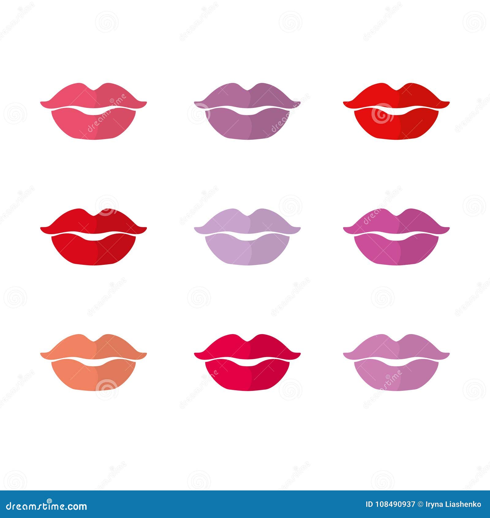 Female Lips Set of Different Shades of Lipstick. Stock Illustration ...
