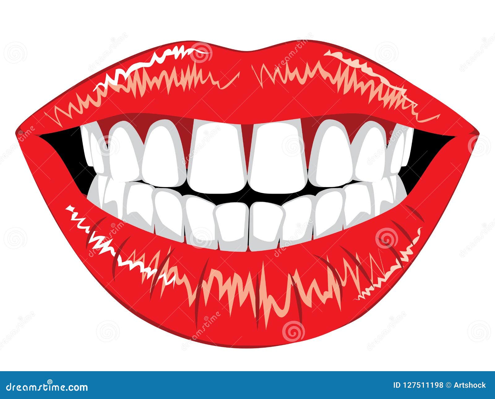 Female lips with teeth stock vector. Illustration of face - 127511198