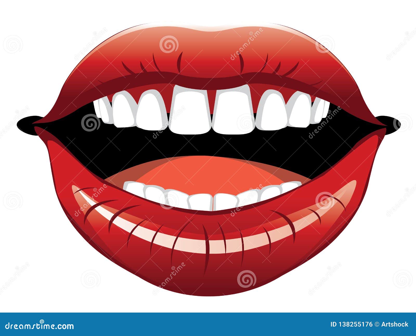 Female lips with teeth stock vector. Illustration of isolated - 138255176