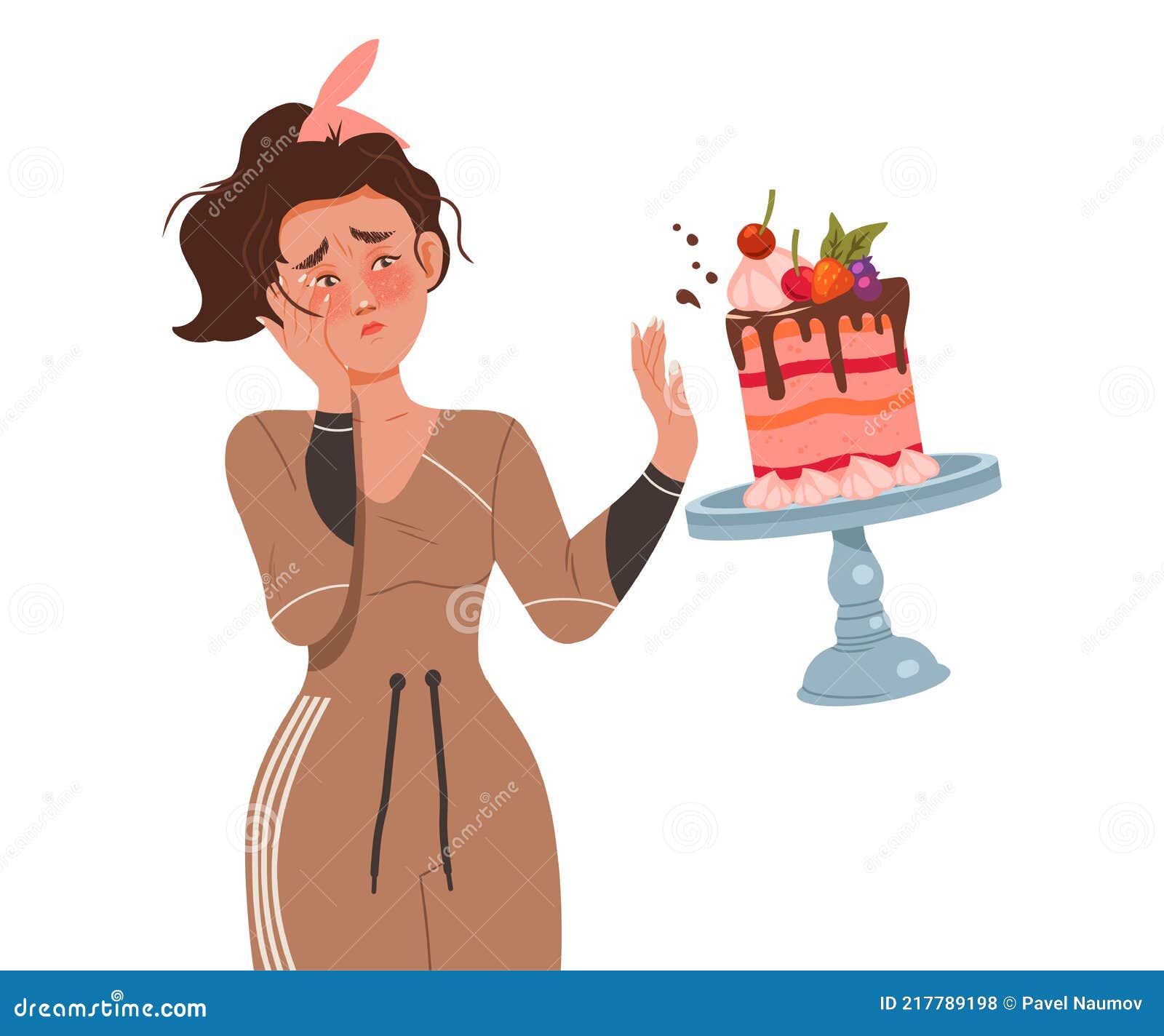 Female Looking at Falling Down Cake Feeling Sadness and Disappointment ...