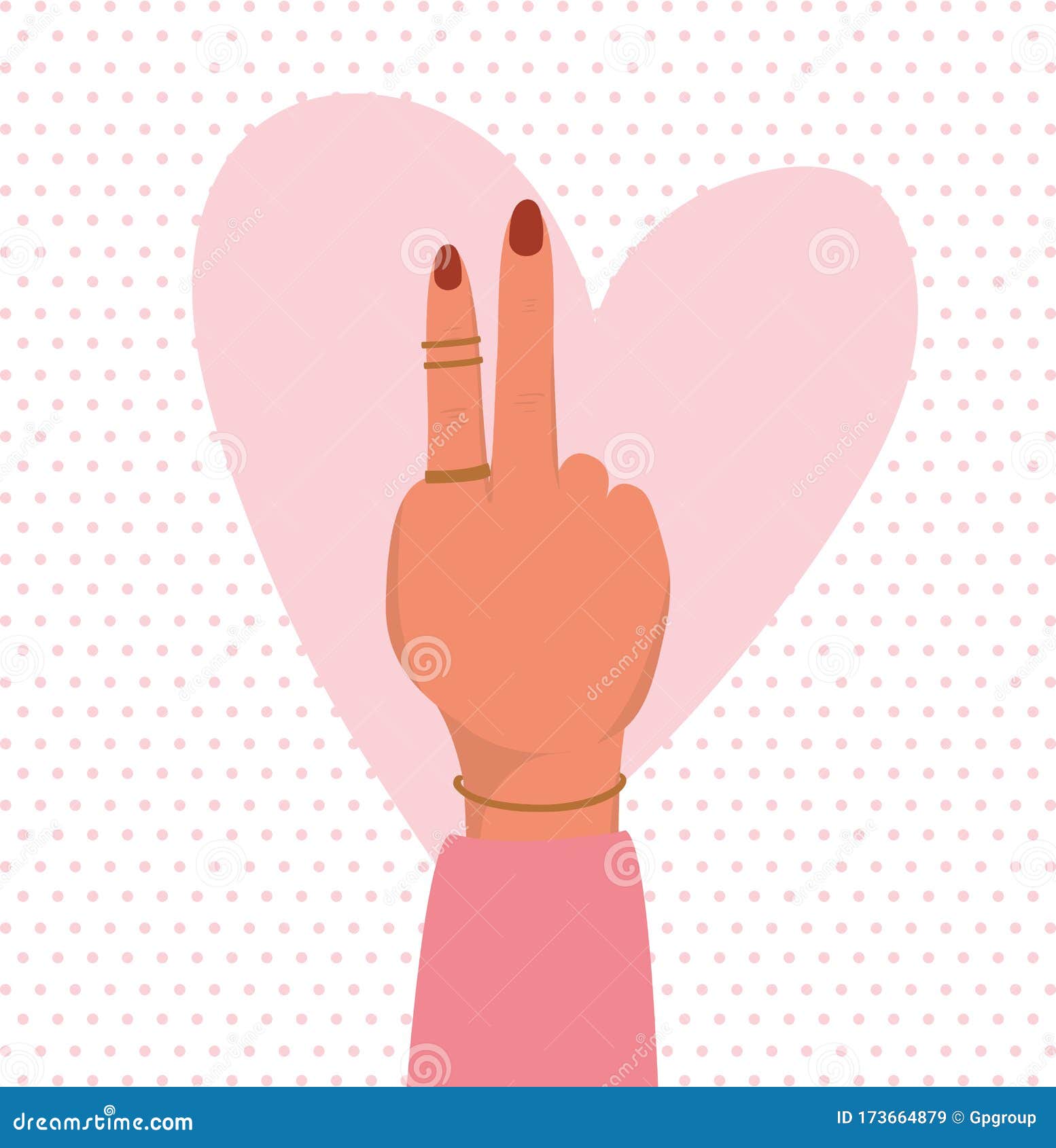 Isolated Female Love and Peace Hand Over Heart Design Stock Vector ...