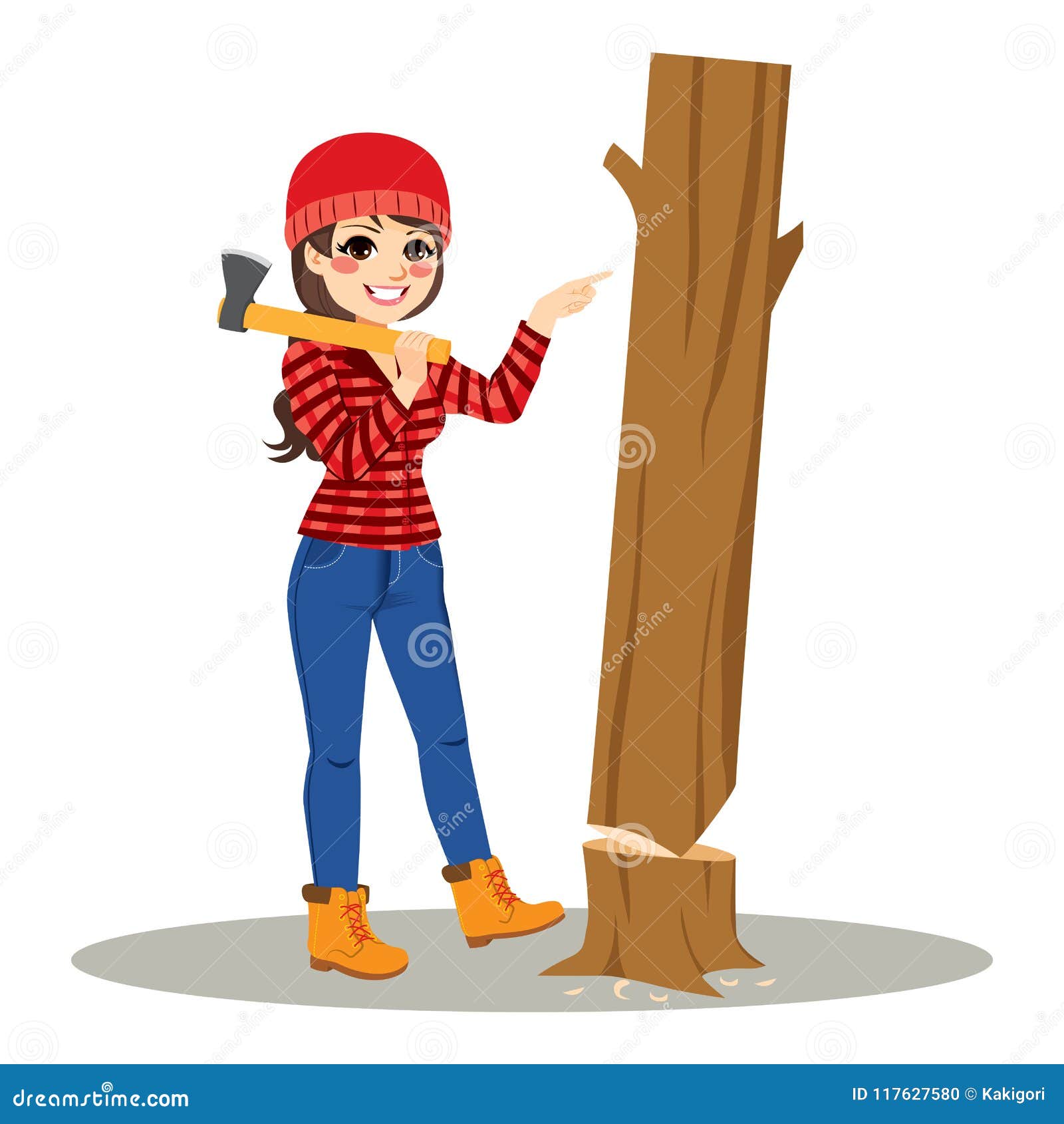 Female Lumberjack Tree Easy Concept Stock Vector - Illustration of ...
