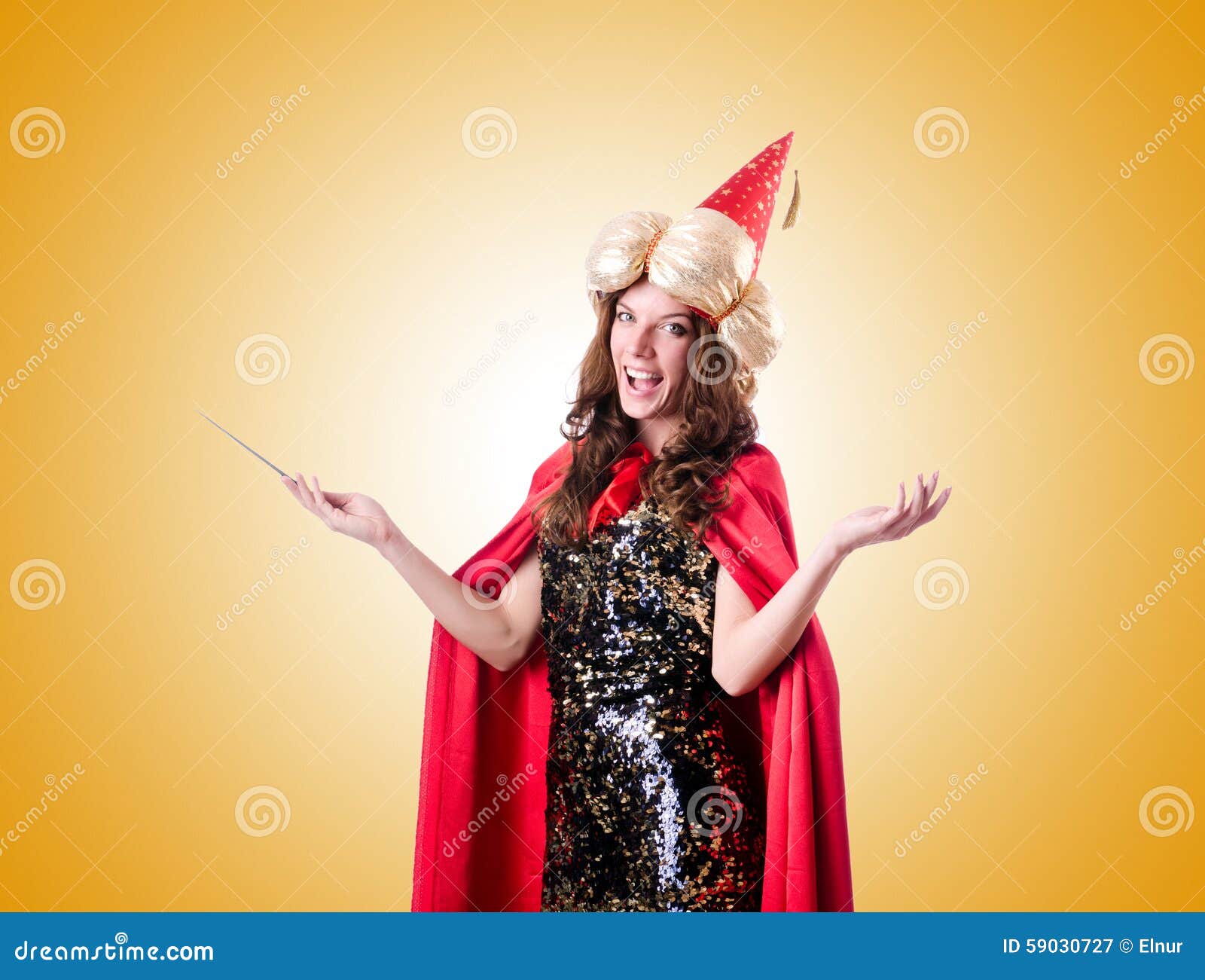 Female Magician Against the Gradient Stock Image - Image of conjuror ...