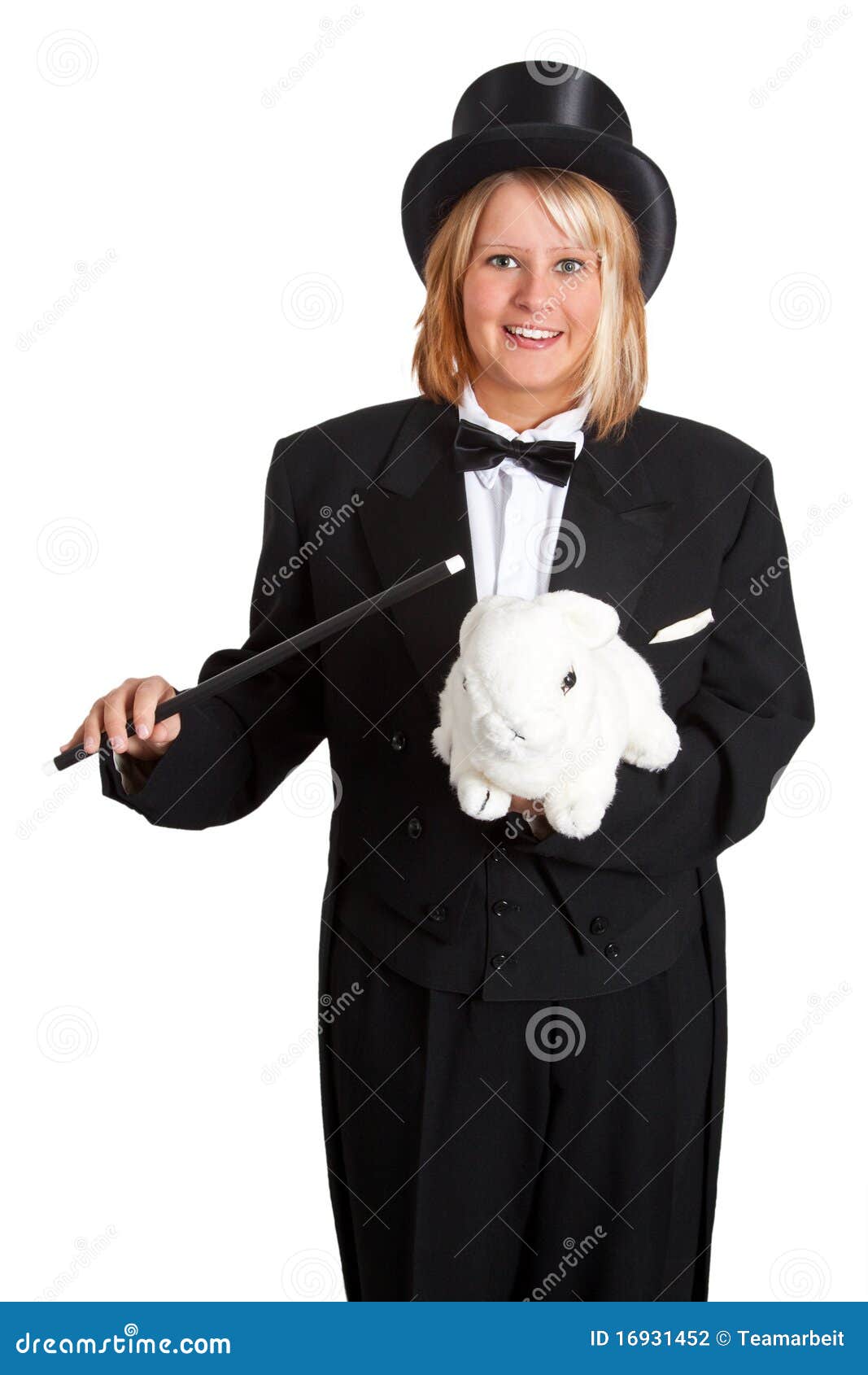 Female Magician with Rabbit Stock Photo - Image of happiness ...