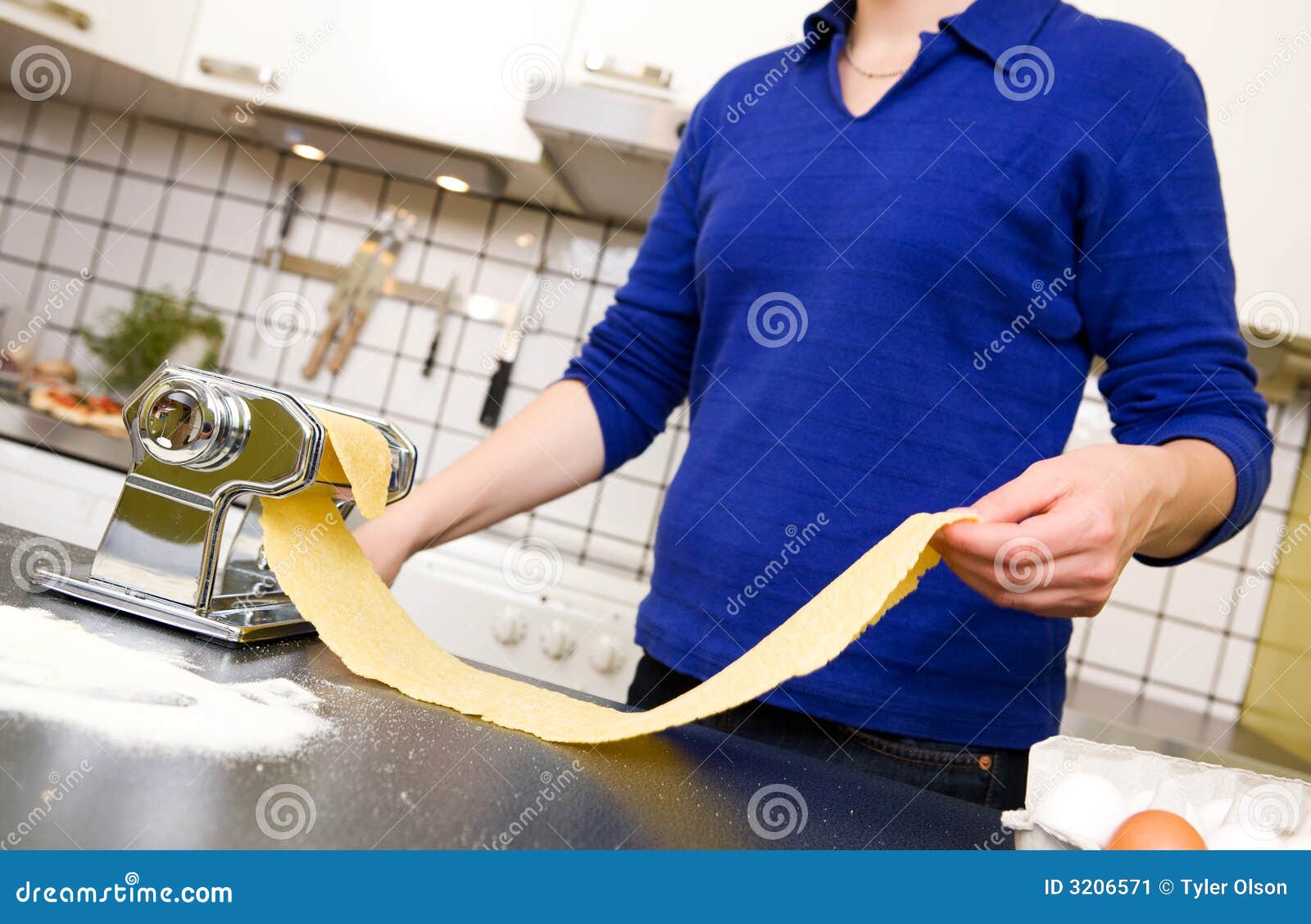 Female Making Pasta stock image. Image of machine, tradition - 3206571