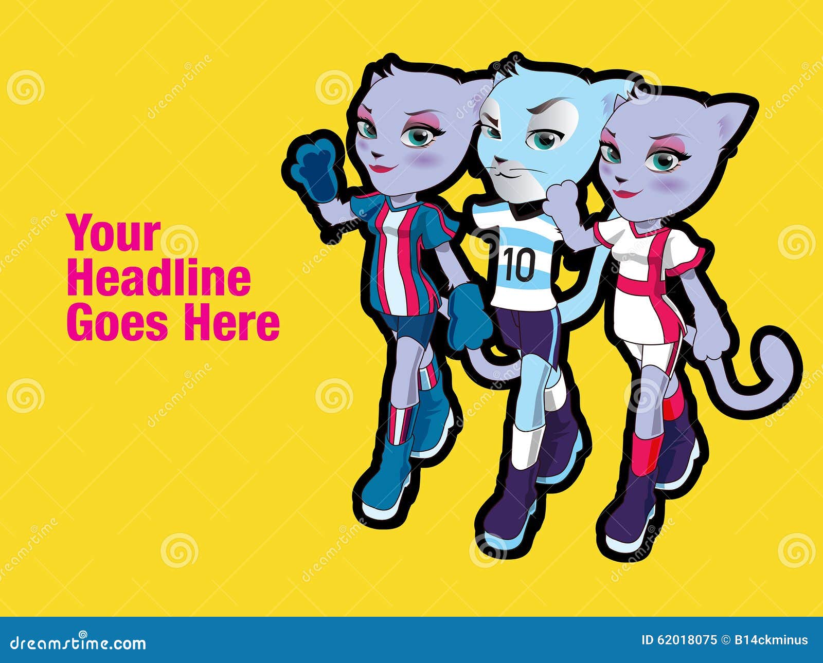 Female and Male Cat Characters. Cartoon Styled Vector Illustration ...