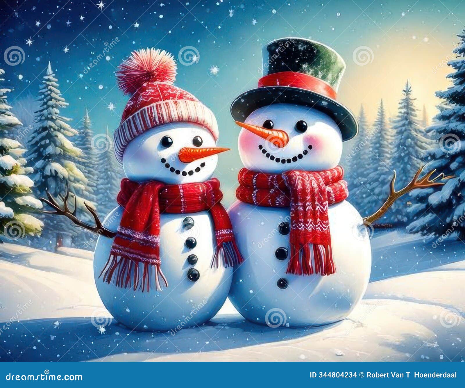 A Female and Male Snowman at 12-11-2024 Stock Illustration ...