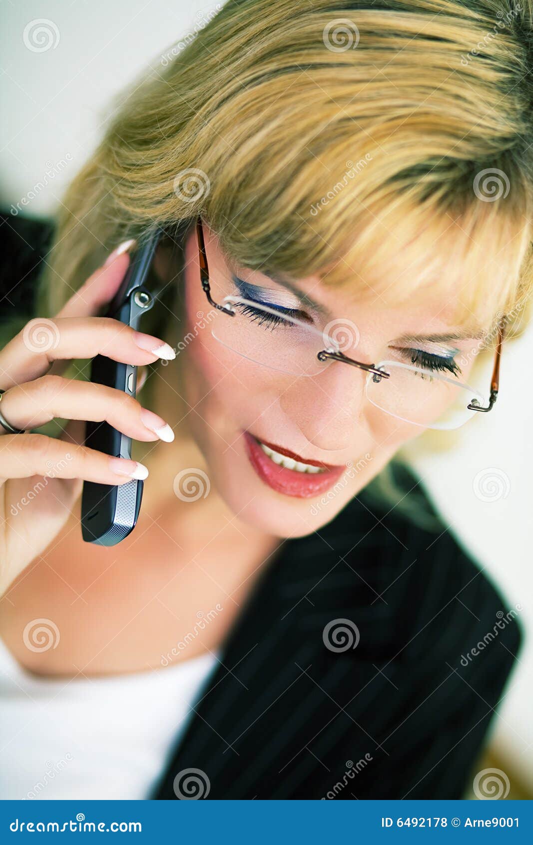 Female Manager with Cellphone Stock Photo - Image of cell, handphone ...