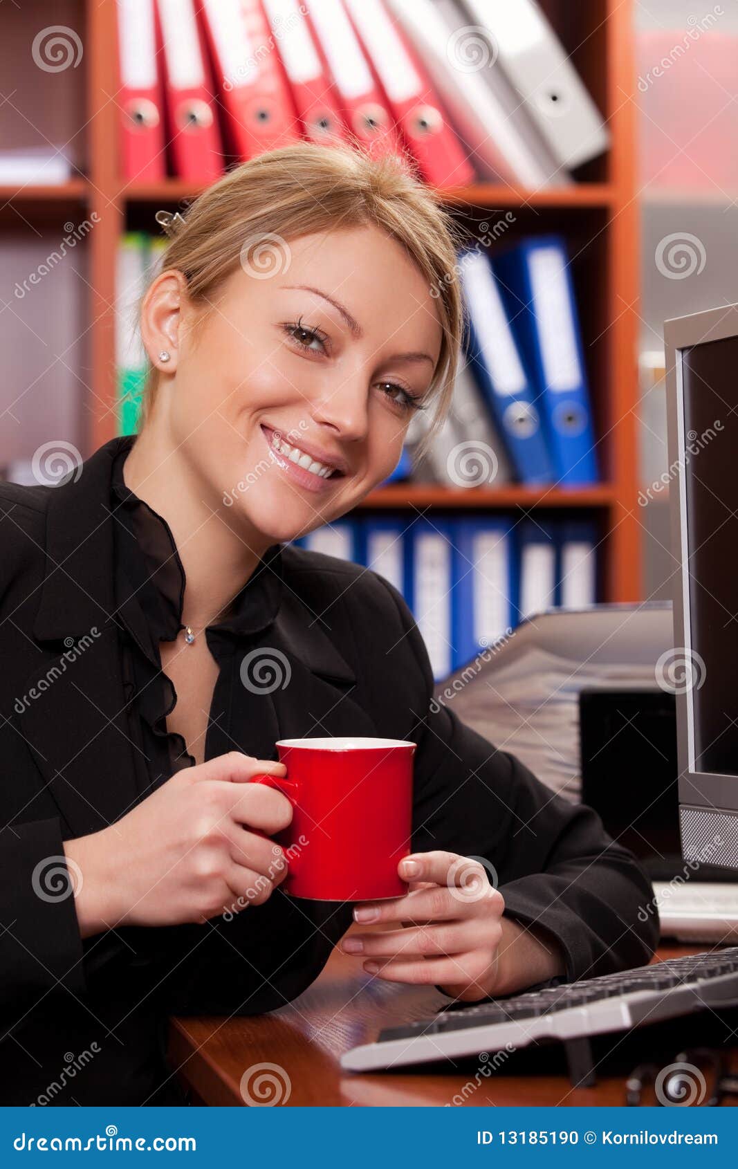 Female Manager with Coffee Cup Stock Photo - Image of people, girl ...