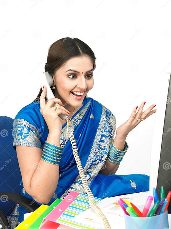 Female Manager of Indian Origin Stock Photo - Image of fingers, golden ...