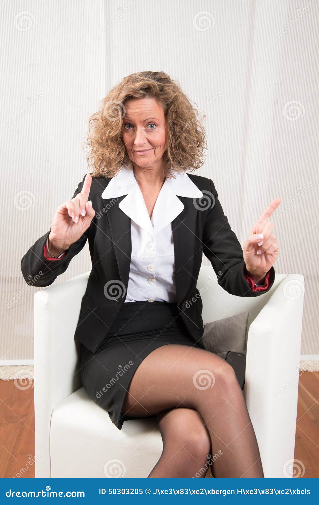 Female Manager Pushing Back and Warning Stock Image - Image of power ...