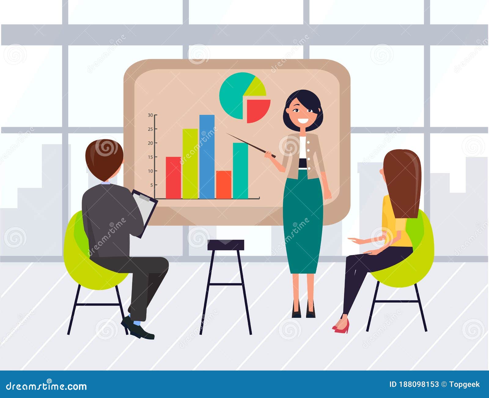 Female Manager Reporting at Office Meeting Vector Stock Vector ...