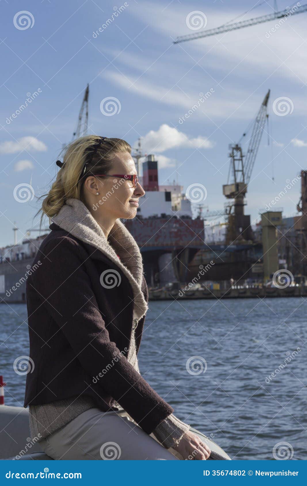 Female Manager in the Shipyard Stock Photo - Image of port ...