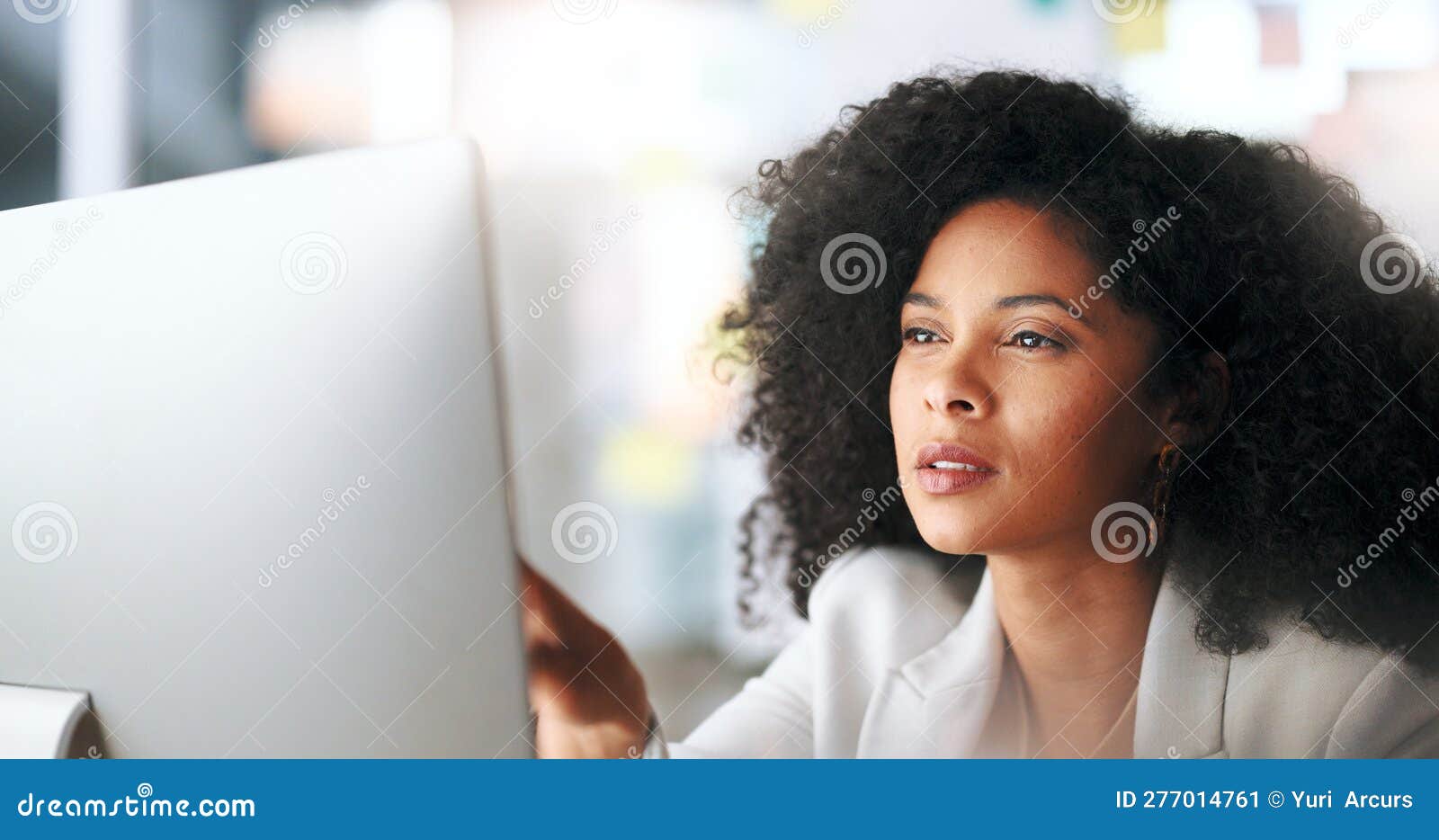 Female it Manager Working on a Desktop Computer. Happy Information ...