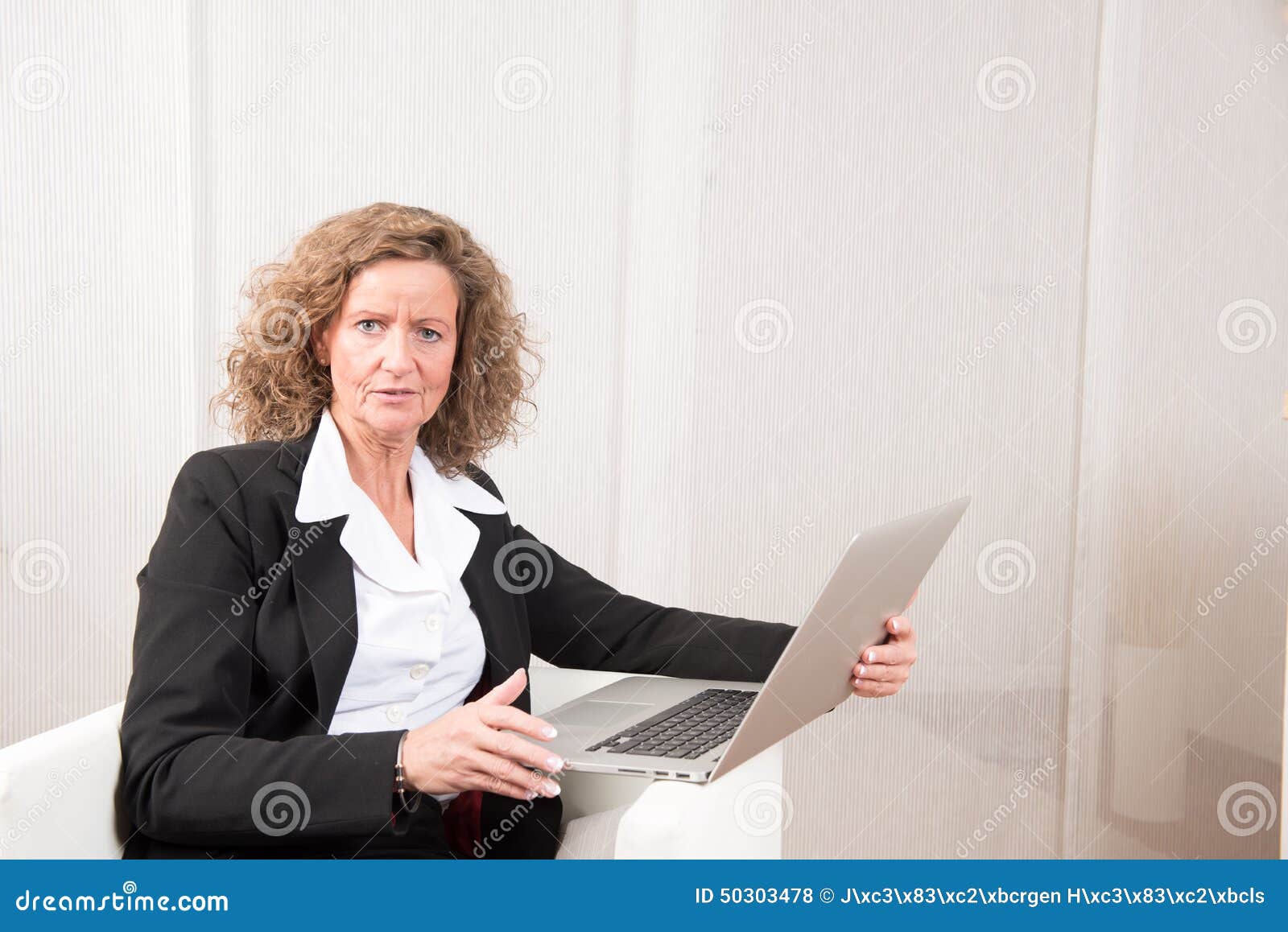Female Manager Working with Laptop Stock Photo - Image of social ...