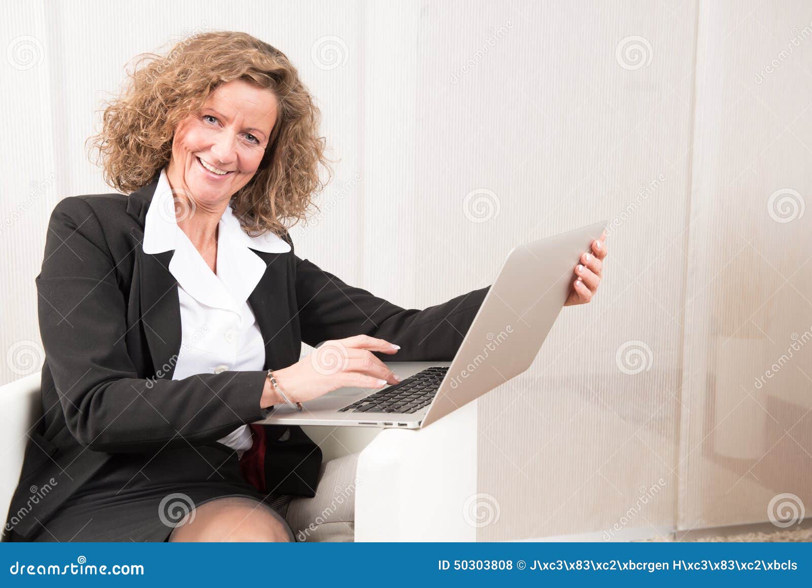 Female Manager Working with Laptop Stock Photo - Image of boss ...