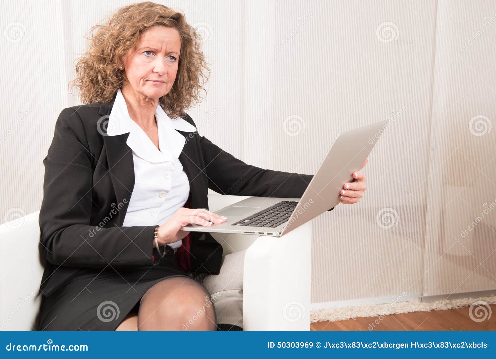 Female Manager Working with Laptop Stock Image - Image of profession ...