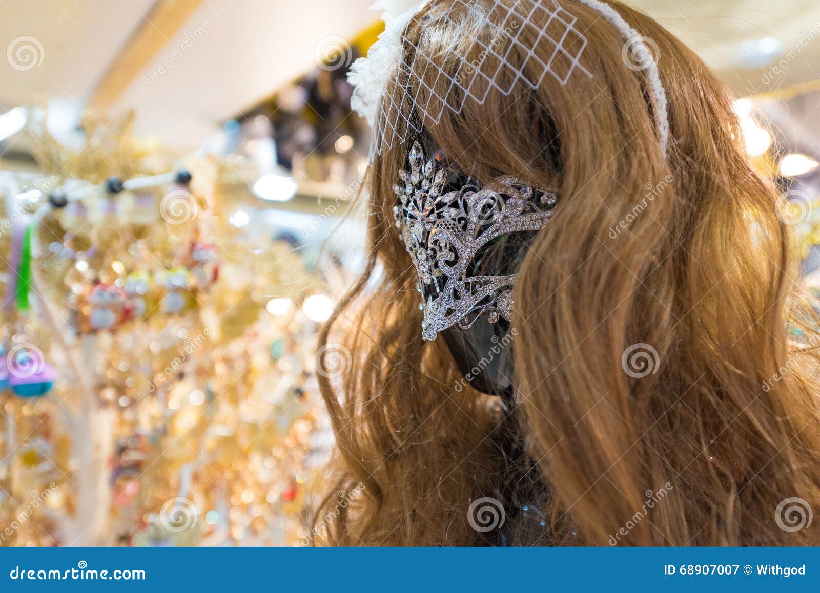 Female Mannequin in Strass Mask Stock Image - Image of decoration ...