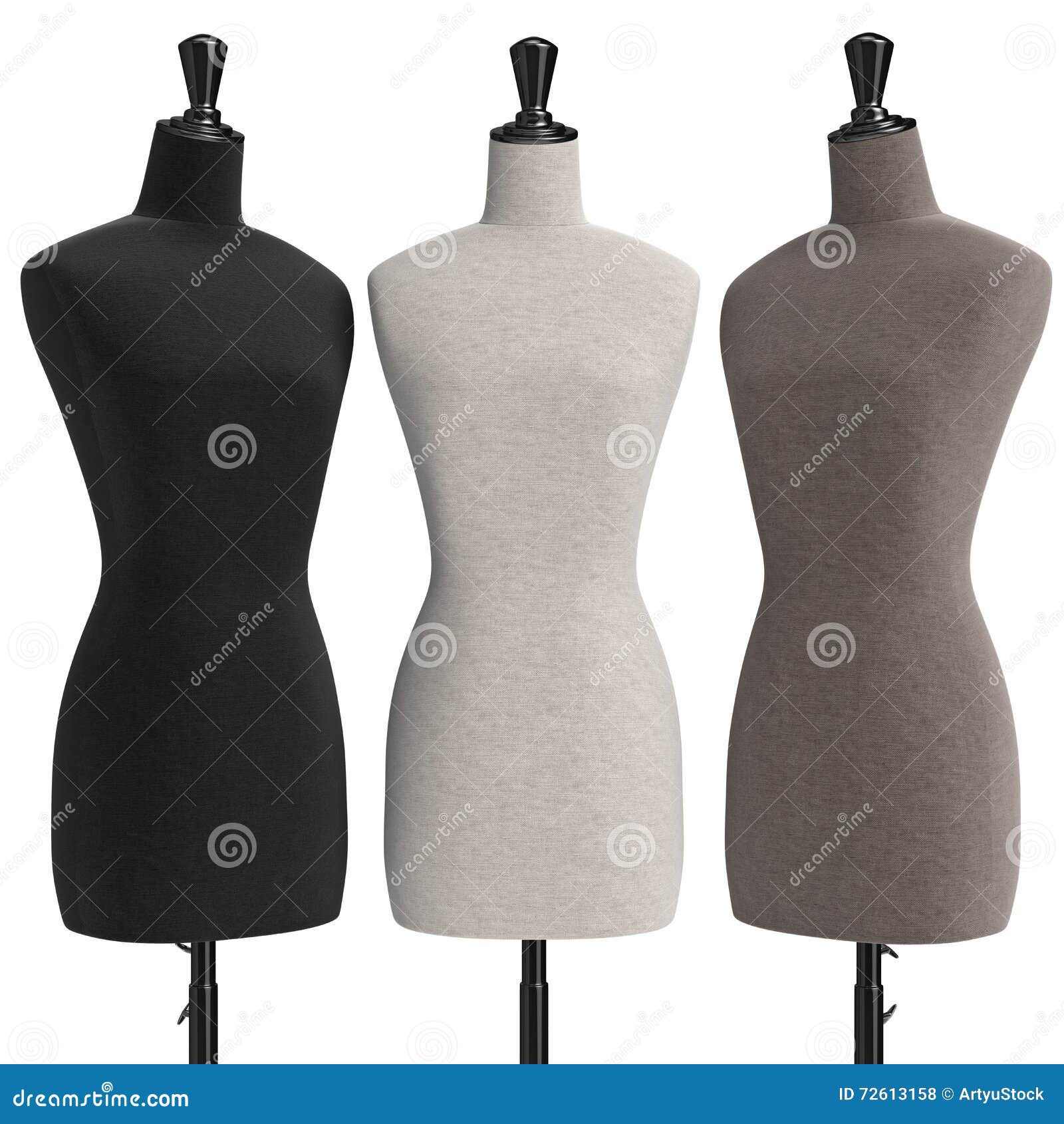 Female Mannequins Retro Style, Front View Stock Illustration ...