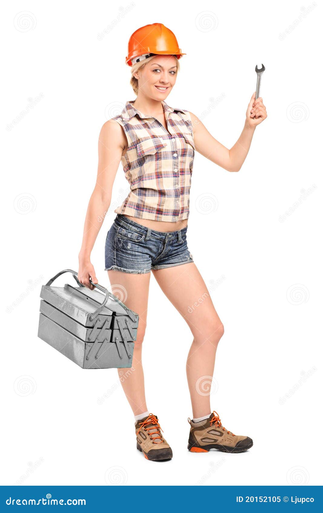 Female Manual Worker Holding a Tool Stock Image - Image of hold, girl ...