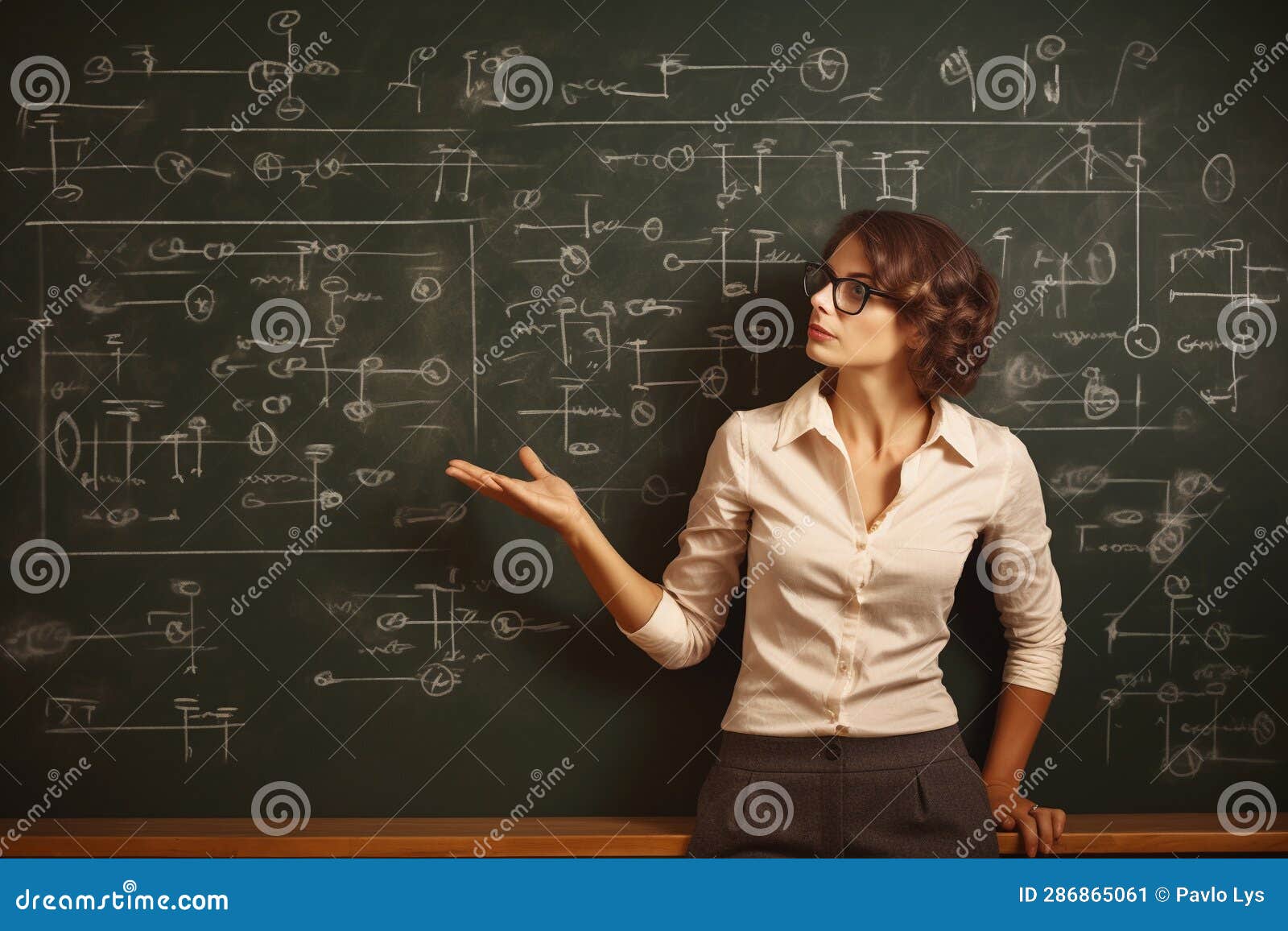 Female Math Instructor Teaching Math on Blackboard. AI Generated Stock ...