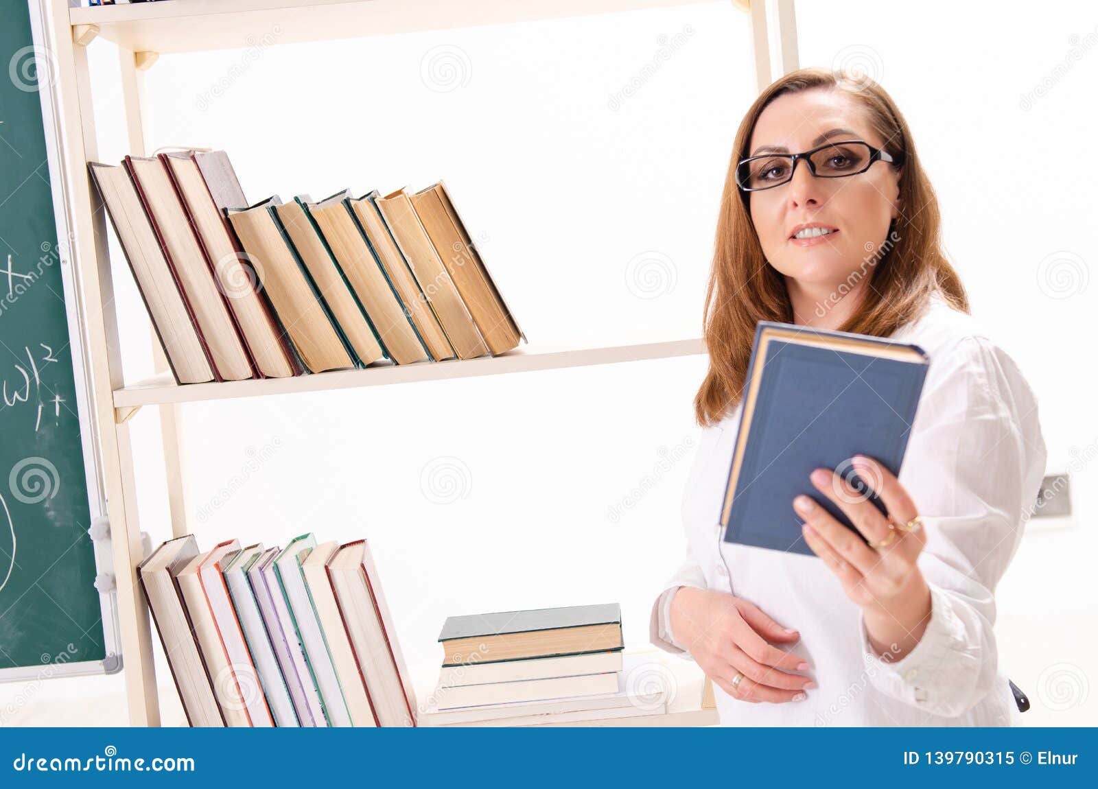 The Female Math Teacher in the Classroom Stock Image - Image of ...