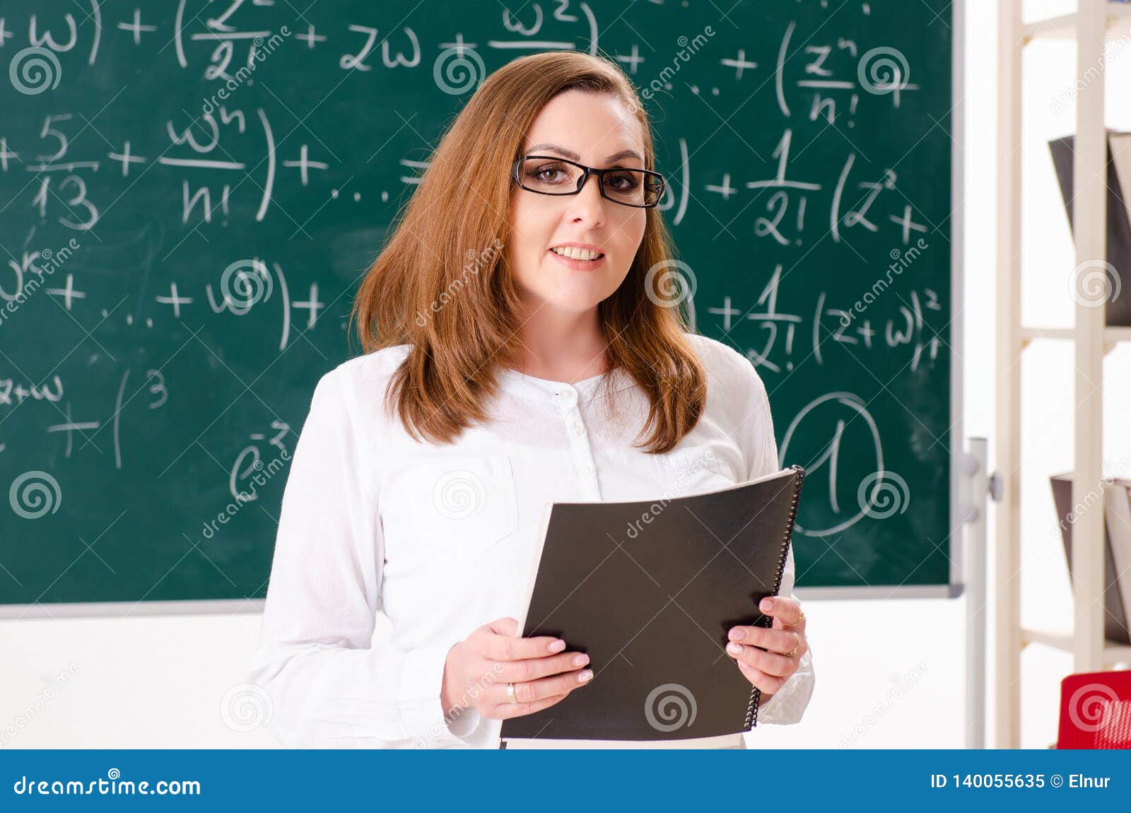 The Female Math Teacher in the Classroom Stock Image - Image of college ...