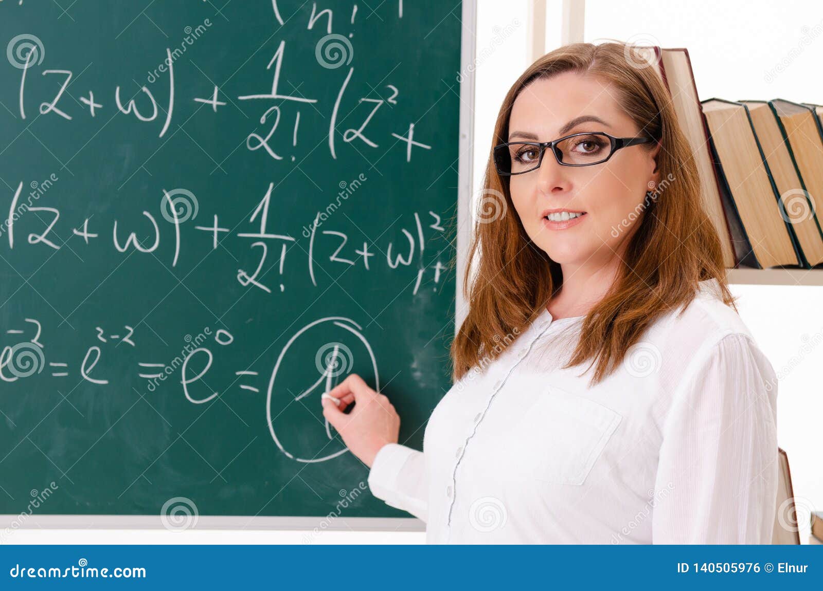 The Female Math Teacher in the Classroom Stock Photo - Image of lesson ...