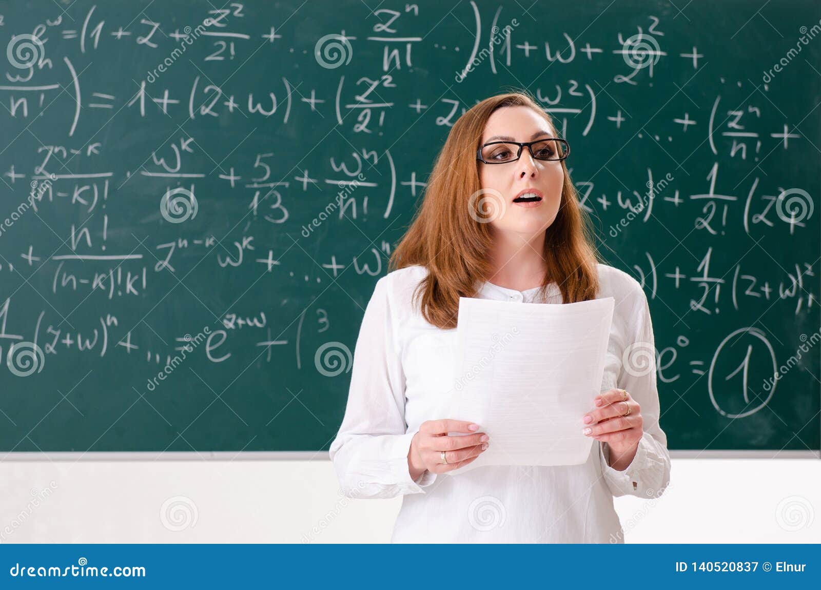 The Female Math Teacher in the Classroom Stock Image - Image of ...