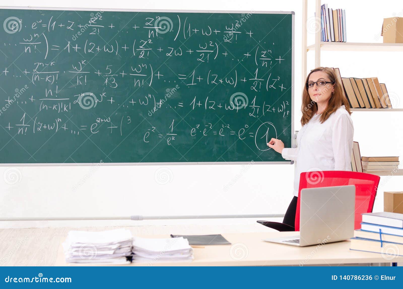 The Female Math Teacher in the Classroom Stock Photo - Image of lesson ...