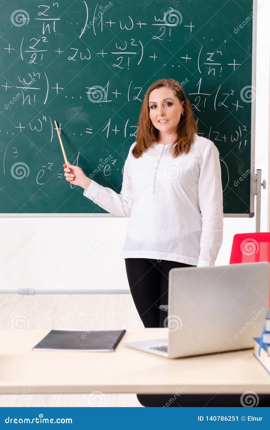 The Female Math Teacher in the Classroom Stock Image - Image of ...
