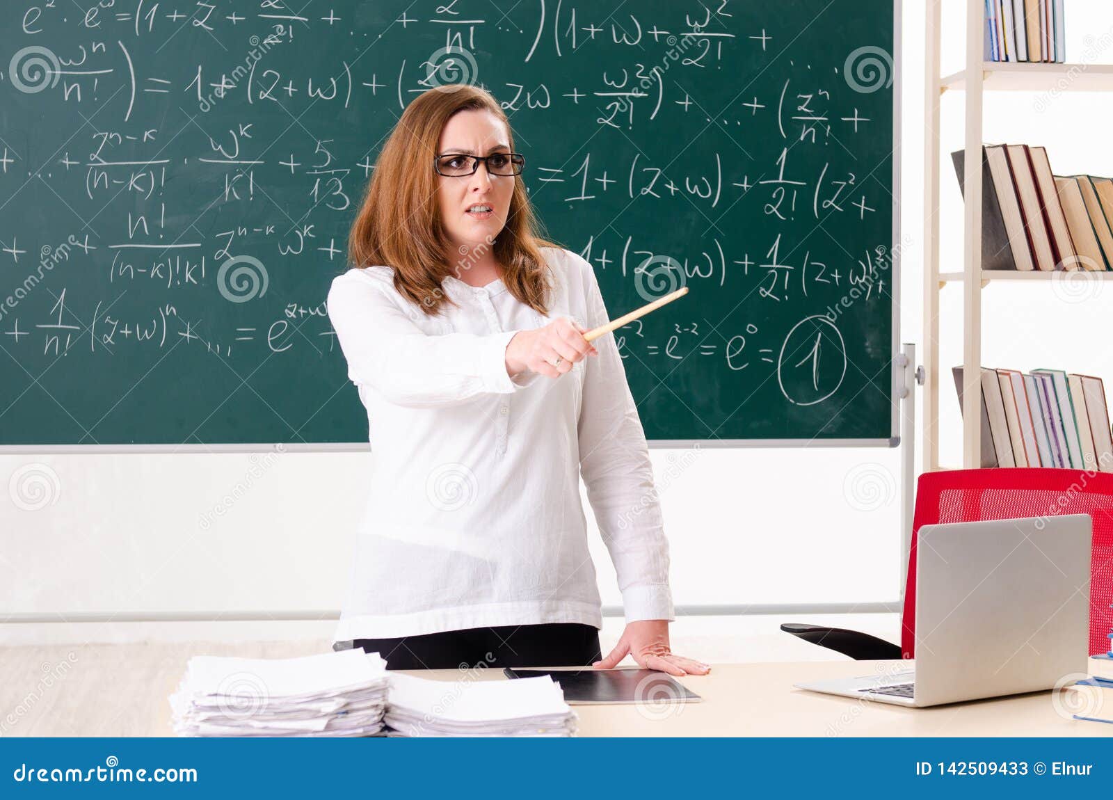 The Female Math Teacher in the Classroom Stock Image - Image of class ...